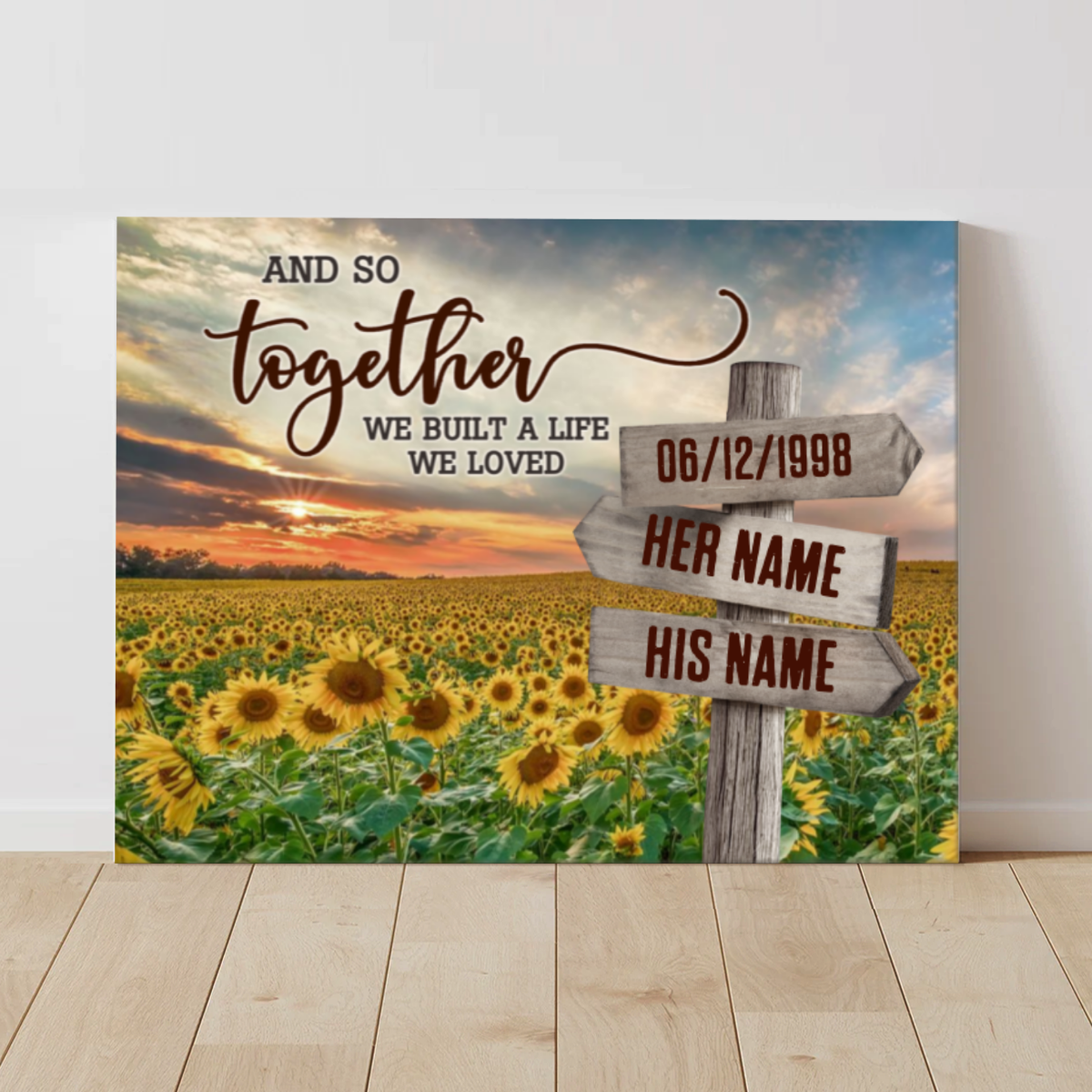 Sunflower Personalized Street Sign Canvas With Names, Gift For Couple ...