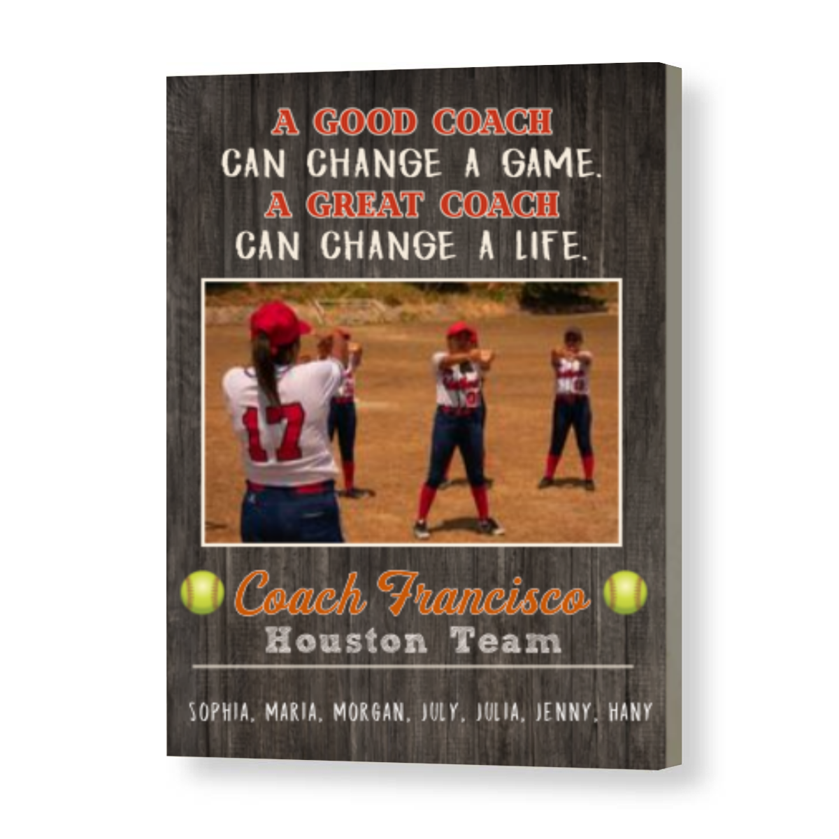 Custom Softball Coach Photo Gift, Thank You Coach Softball Print ...