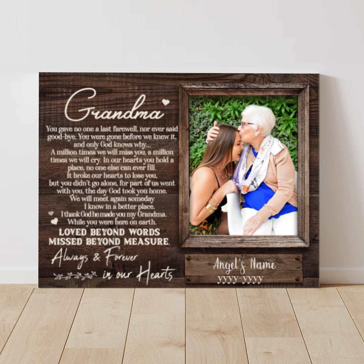 Memorial Gifts For Loss Of Grandmother, Memorial Canvas For Grandma, In ...