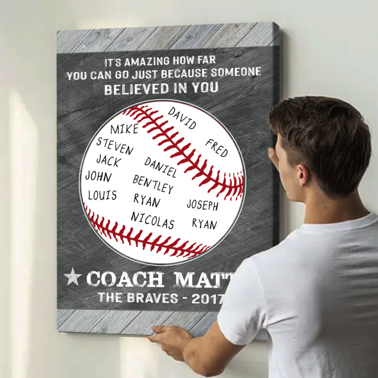 Custom Baseball Coach Gift, Thank You Coach Print With Names, Baseball ...