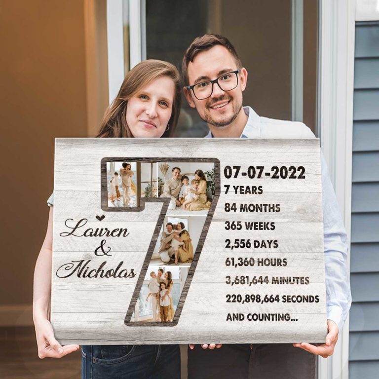 Personalized 7 Year Anniversary Photo Collage Wall Art, Copper ...