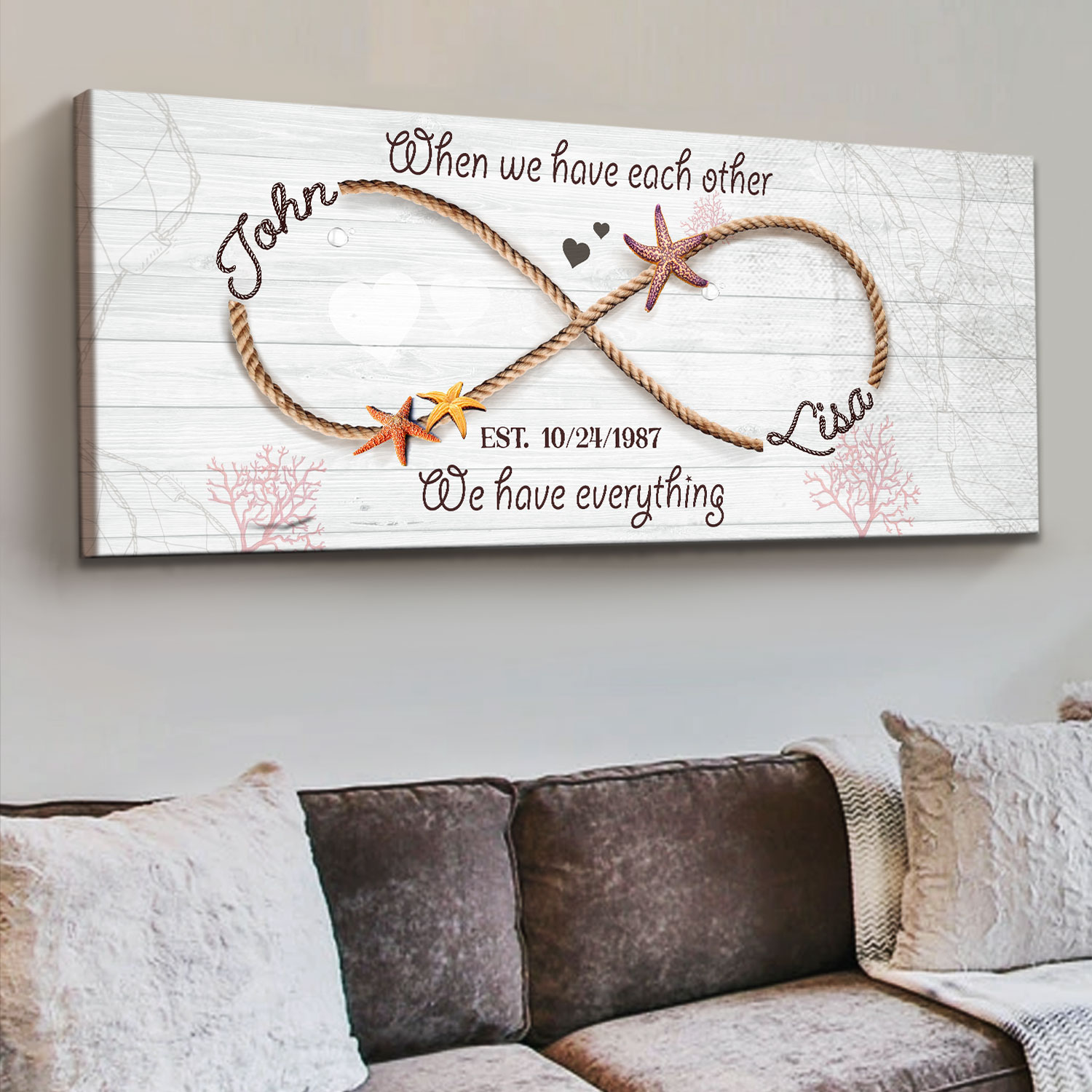 Personalized Infinity Beach Anniversary Gift, Beach House Decor Sign ...