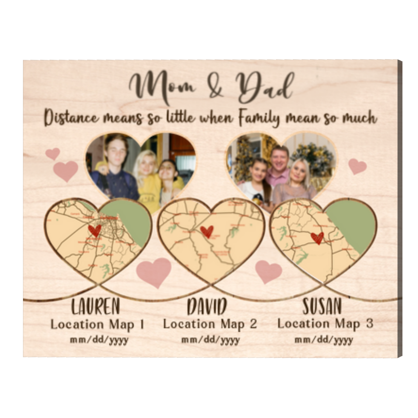 Personalized Long Distance Gift For Parents Heart Map Christmas Gifts
