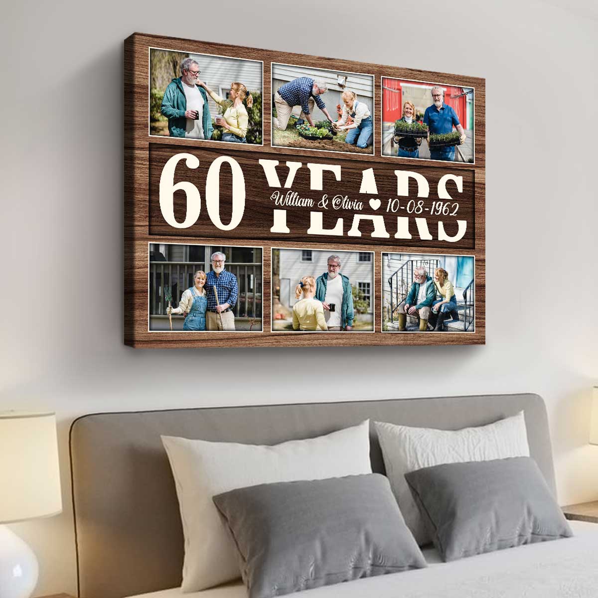 60th Anniversary Photo Collage Print, Personalized 60 Year Wedding ...