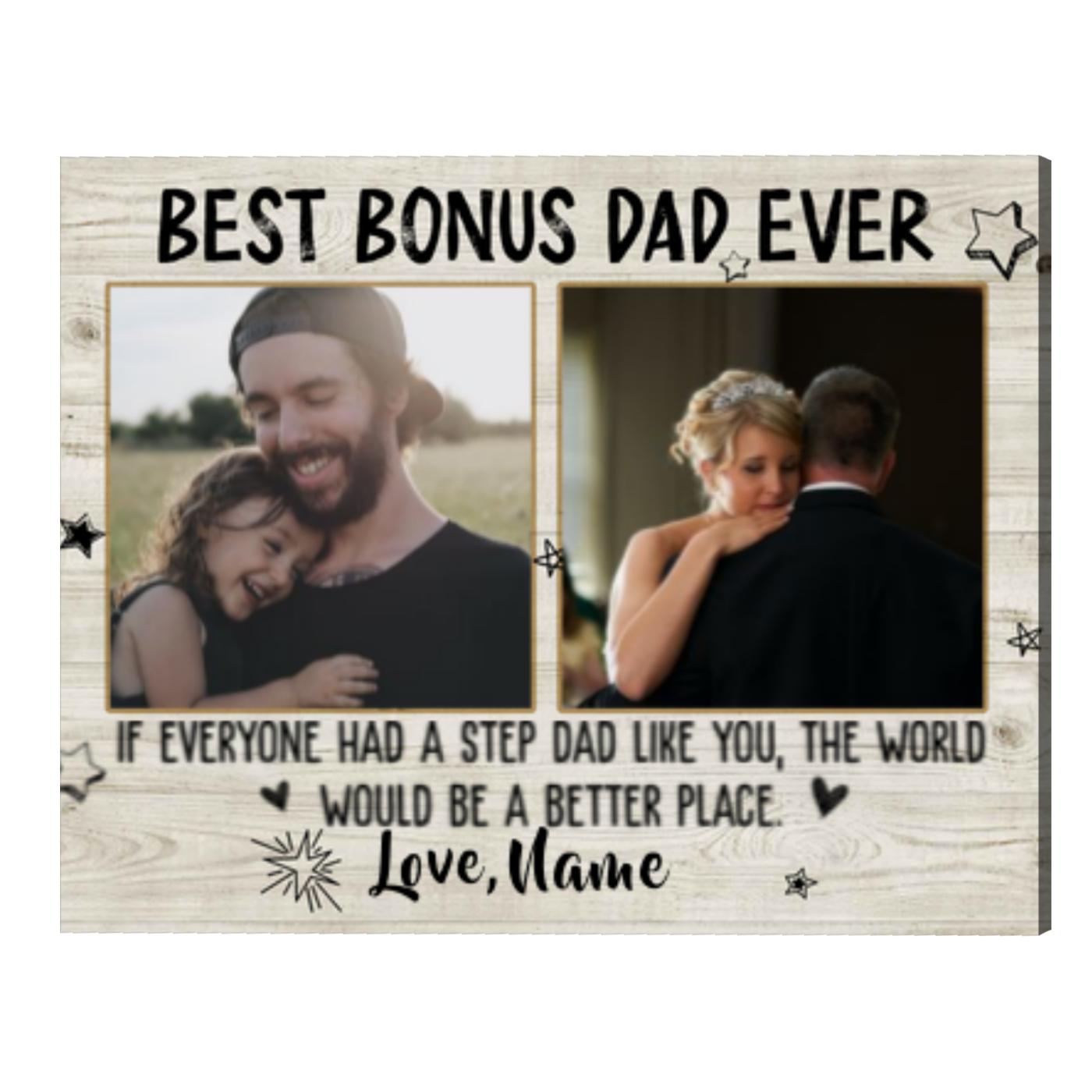 Personalized Bonus Dad Canvas, Stepped Up Dad Gifts, Christmas Gifts ...