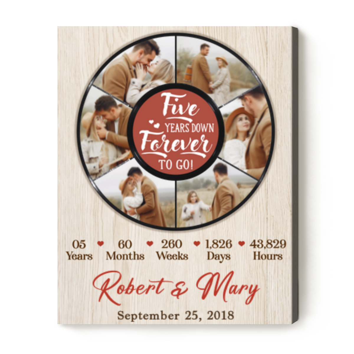 Personalized Photo Collage Gift 5 Year Wedding Anniversary 5th
