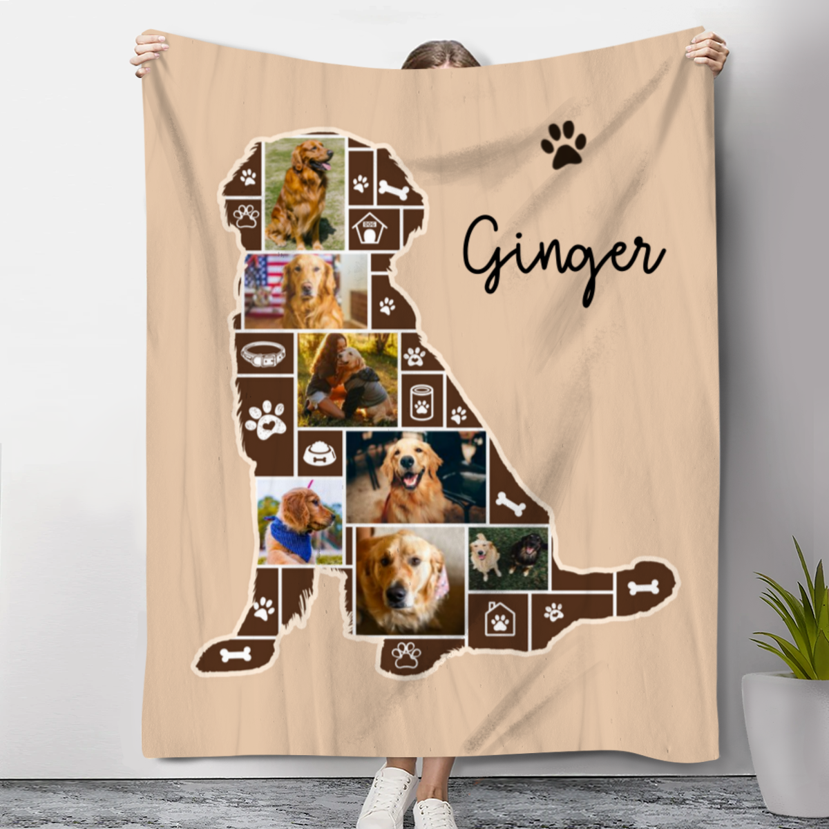 Personalized Golden Retriever Photo Collage Blanket, Gifts For Golden ...