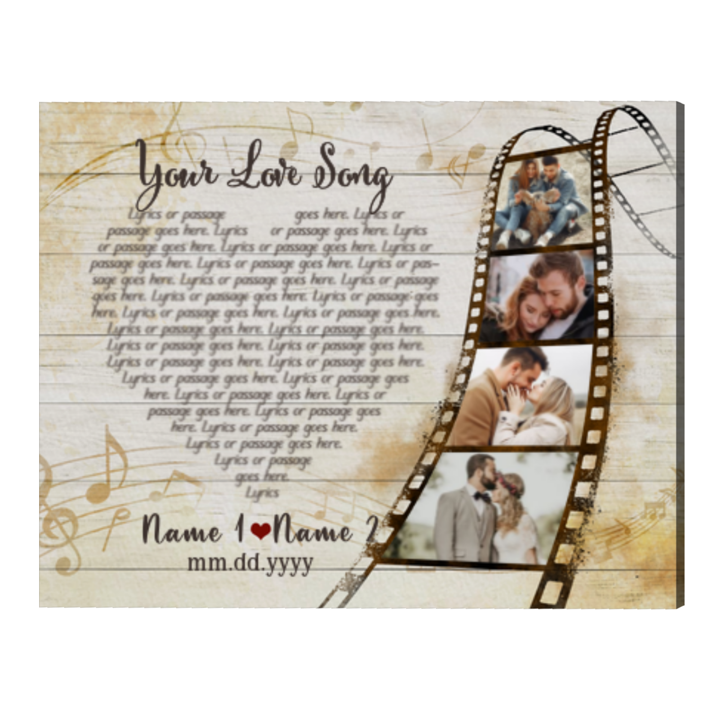 Heart-Shaped Song Lyrics With Photo Print, Song Lyrics With Picture ...