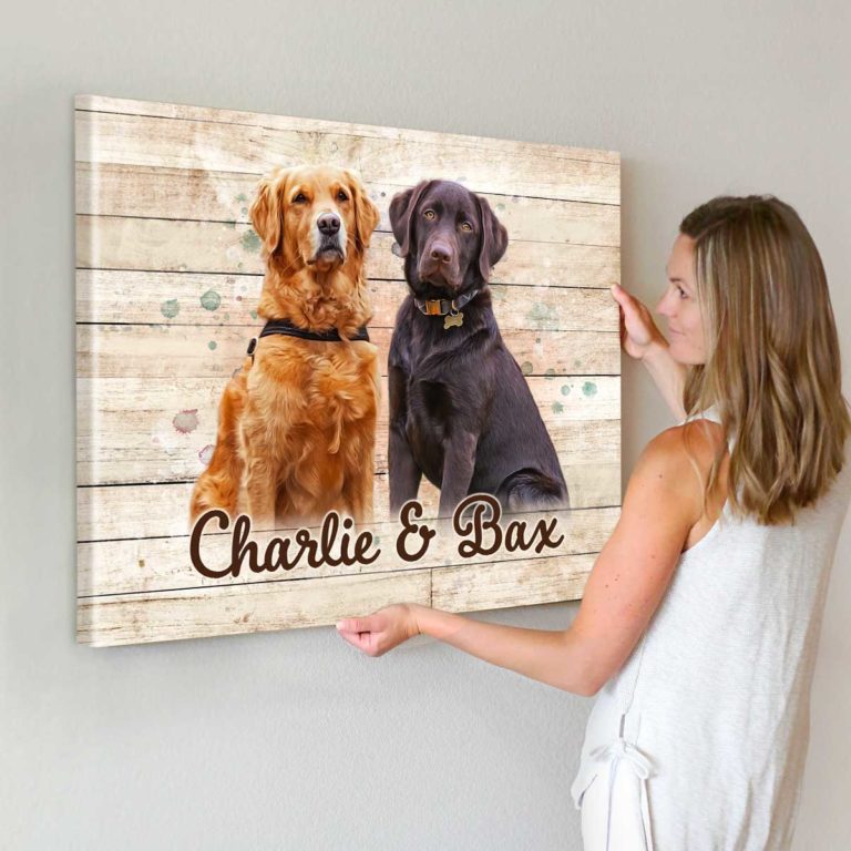 Custom Two Dog Paintings On Canvas, Multiple Pet Portrait, 2 Pets ...