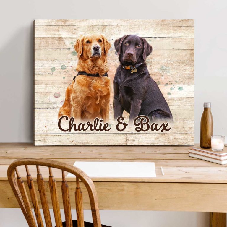 Custom Two Dog Paintings On Canvas, Multiple Pet Portrait, 2 Pets ...