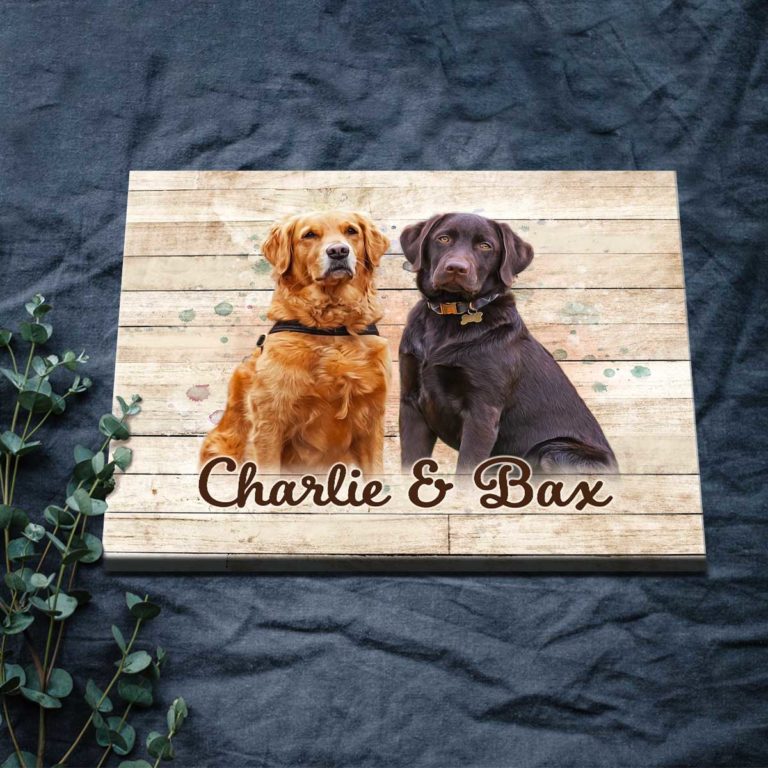 Custom Two Dog Paintings On Canvas, Multiple Pet Portrait, 2 Pets ...