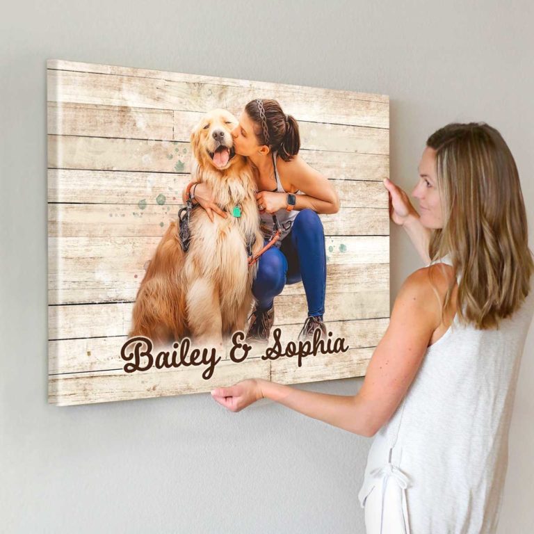 Custom Dog And Owner Portrait Painting From Photo, Personalized Canvas ...