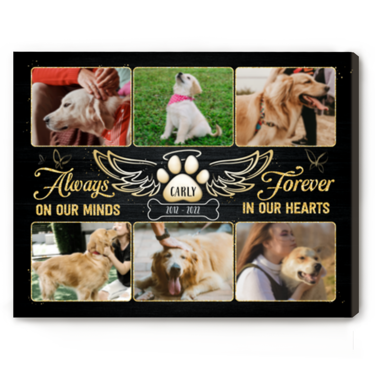 Custom Pet Memorial Photo Collage Canvas, Pet Remembrance Gifts, In ...