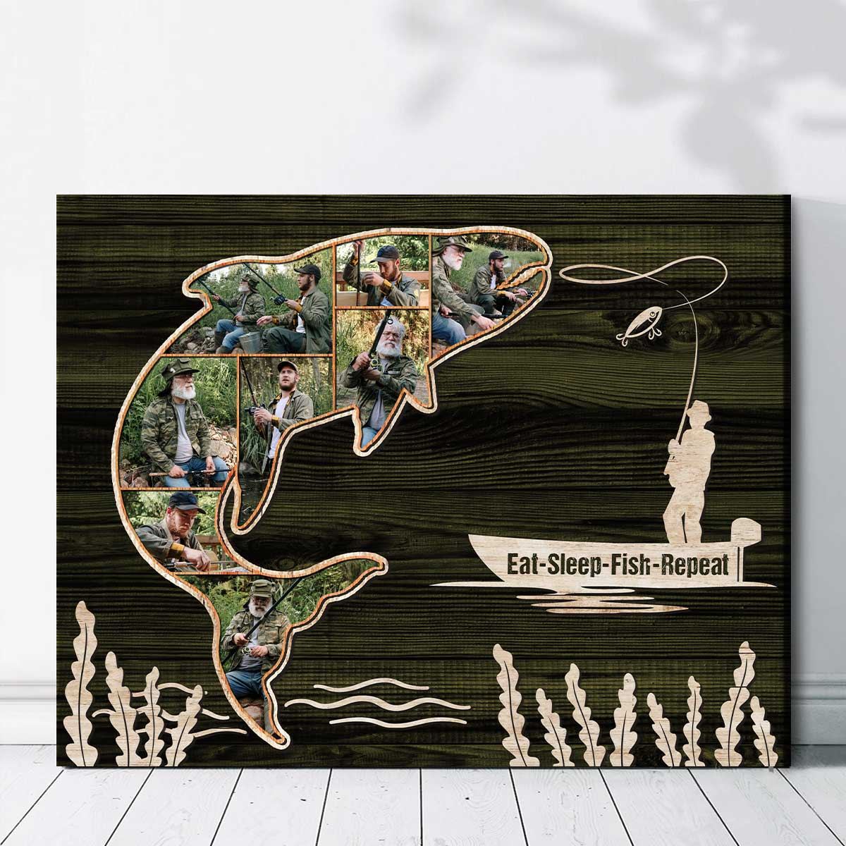 Personalized Fishing Dad Gift, Salmon Fishing Photo Canvas, Fishing ...