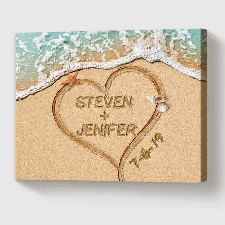Custom Heart In Sand With Couples Names, Engagement Gift For Couple ...