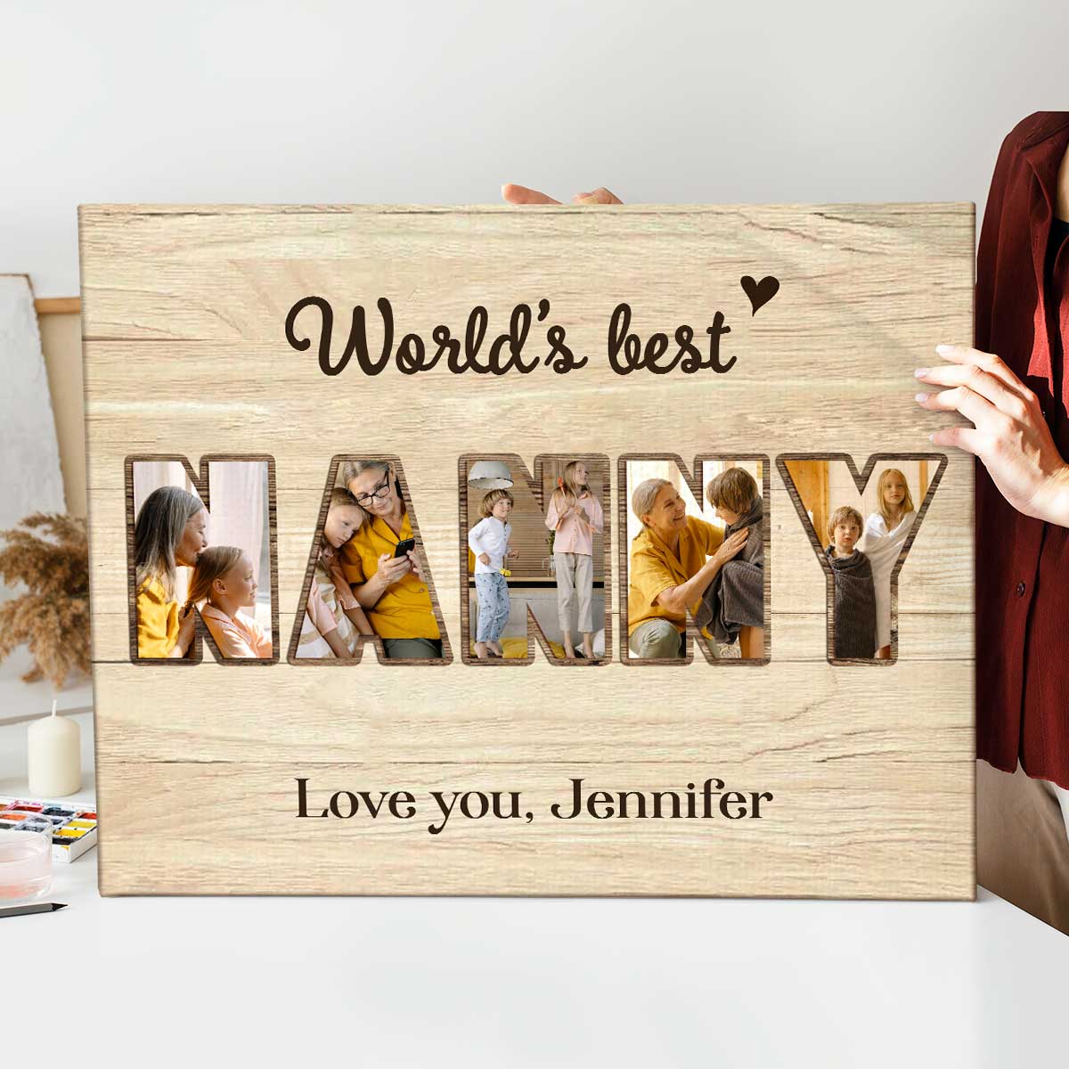 Nanny Photo Collage Gifts, Personalized Nanny Christmas Gift, World’s ...