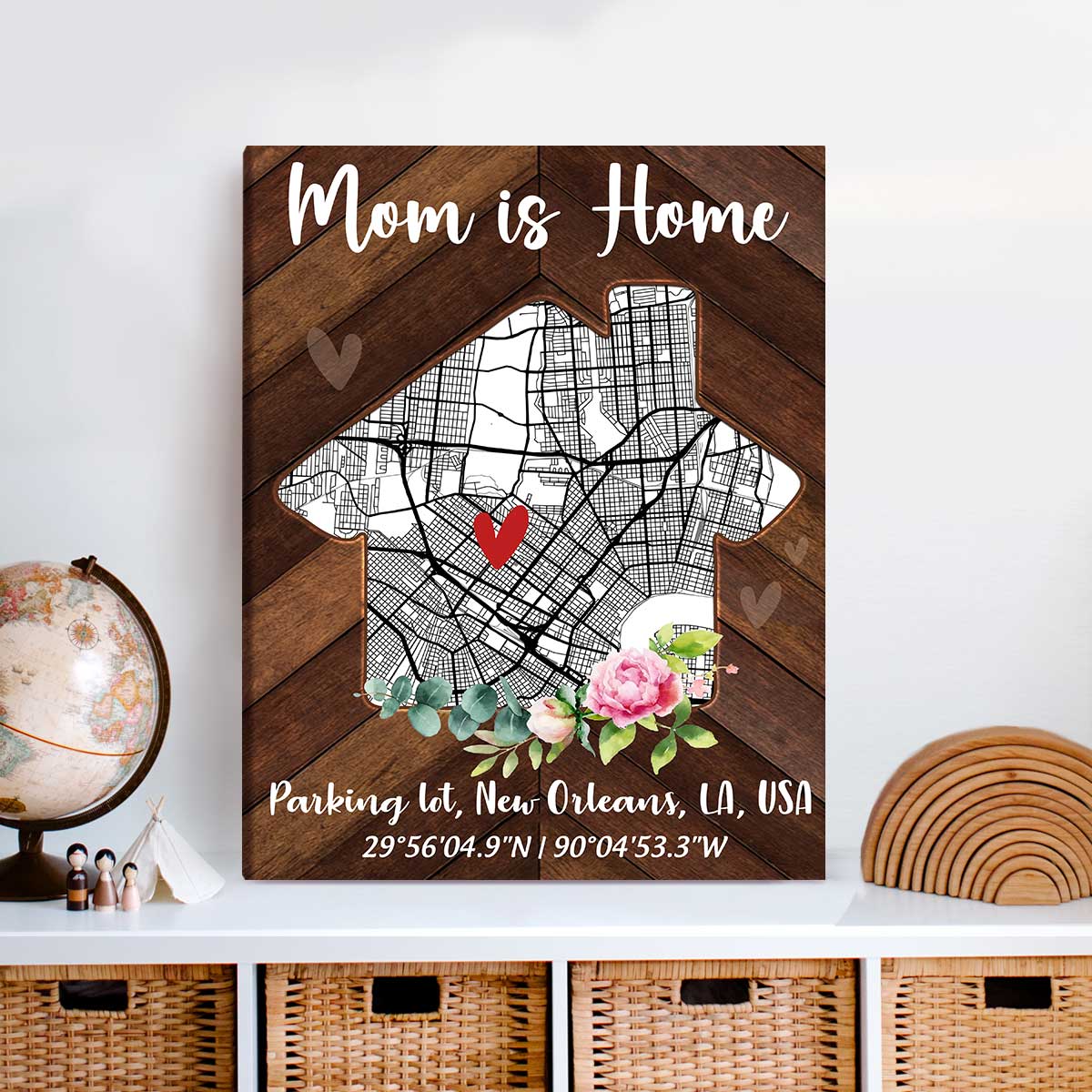 Mom Is Home Map Print, Mother's Day Gift From Children, Custom House ...