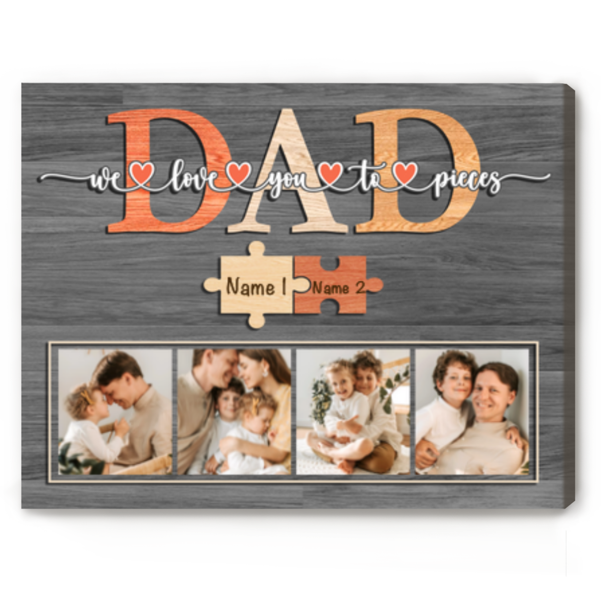 Dad We Love You To Pieces Canvas, Christmas Gift For Dad From Kids ...