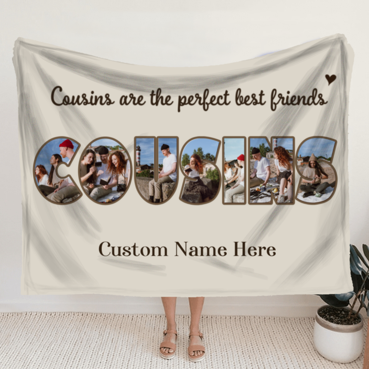 Personalized Cousin Photo Blanket, Birthday Gifts For Cousin, Cousin ...