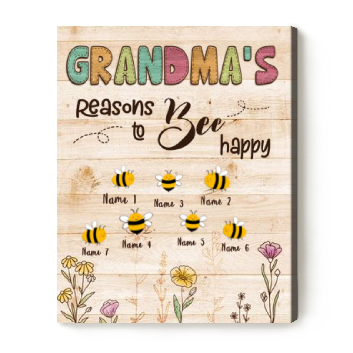 Grandma's Reasons To Bee Happy Canvas, Grandmother Gift For Mothers Day ...