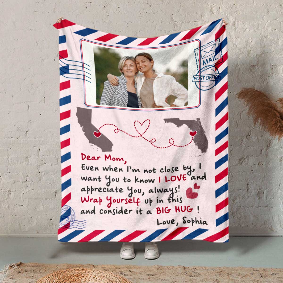 Long Distance Letter To Mom Blanket, Long Distance Mother's Day Gifts ...