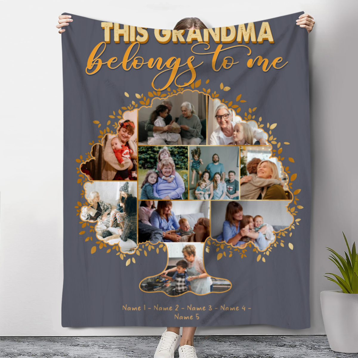 This Grandma Belongs To Tree Collage Blanket, Grandmother Mothers Day ...