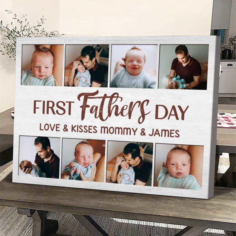 First Fathers Day Photo Canvas, Personalized 1st Father's Day Gift From ...