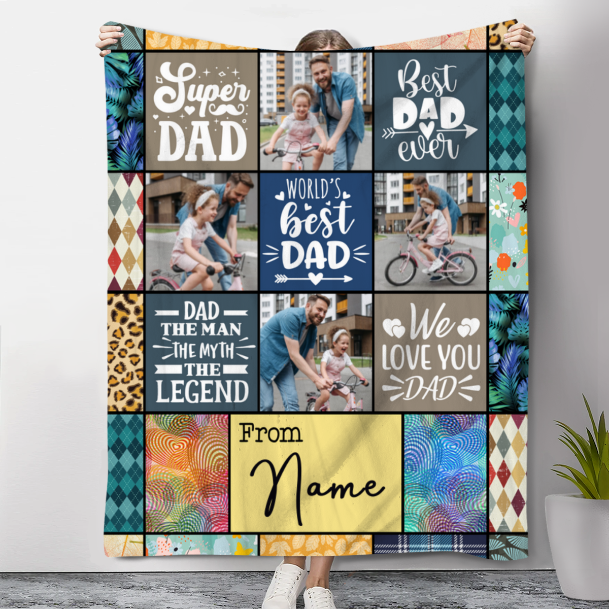 World's Best Dad 4 Picture Blanket, Fathers Day Presents From Daughter ...