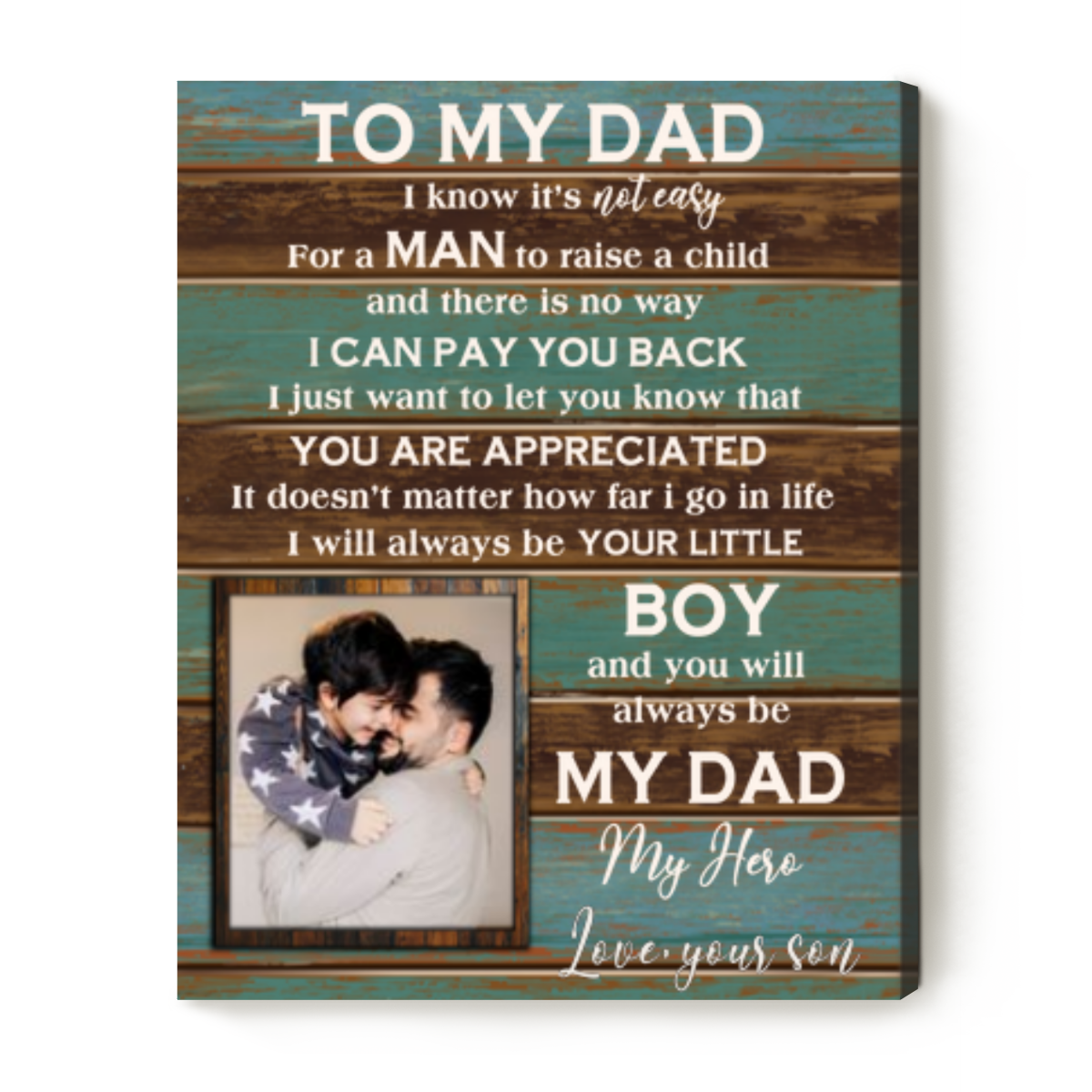 To My Dad Picture Canvas Print, Personalized Father's Day Gift From ...