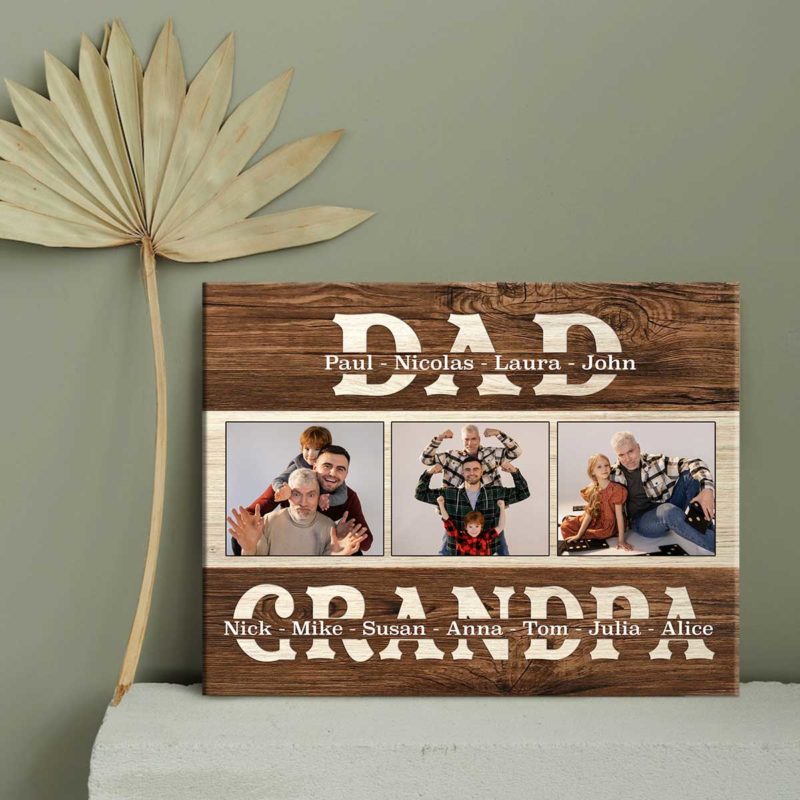Dad Grandpa Gifts Personalized Photo Canvas, Grandpa Fathers Day Gift ...