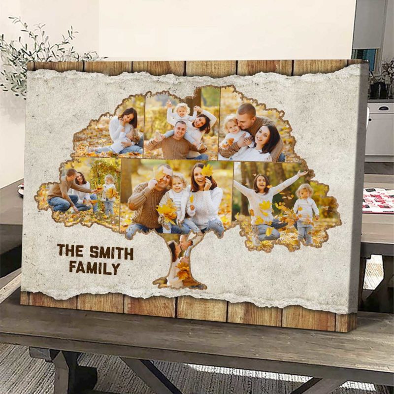 Family Tree Photo Canvas Print, Custom Tree Gifts For Parents ...