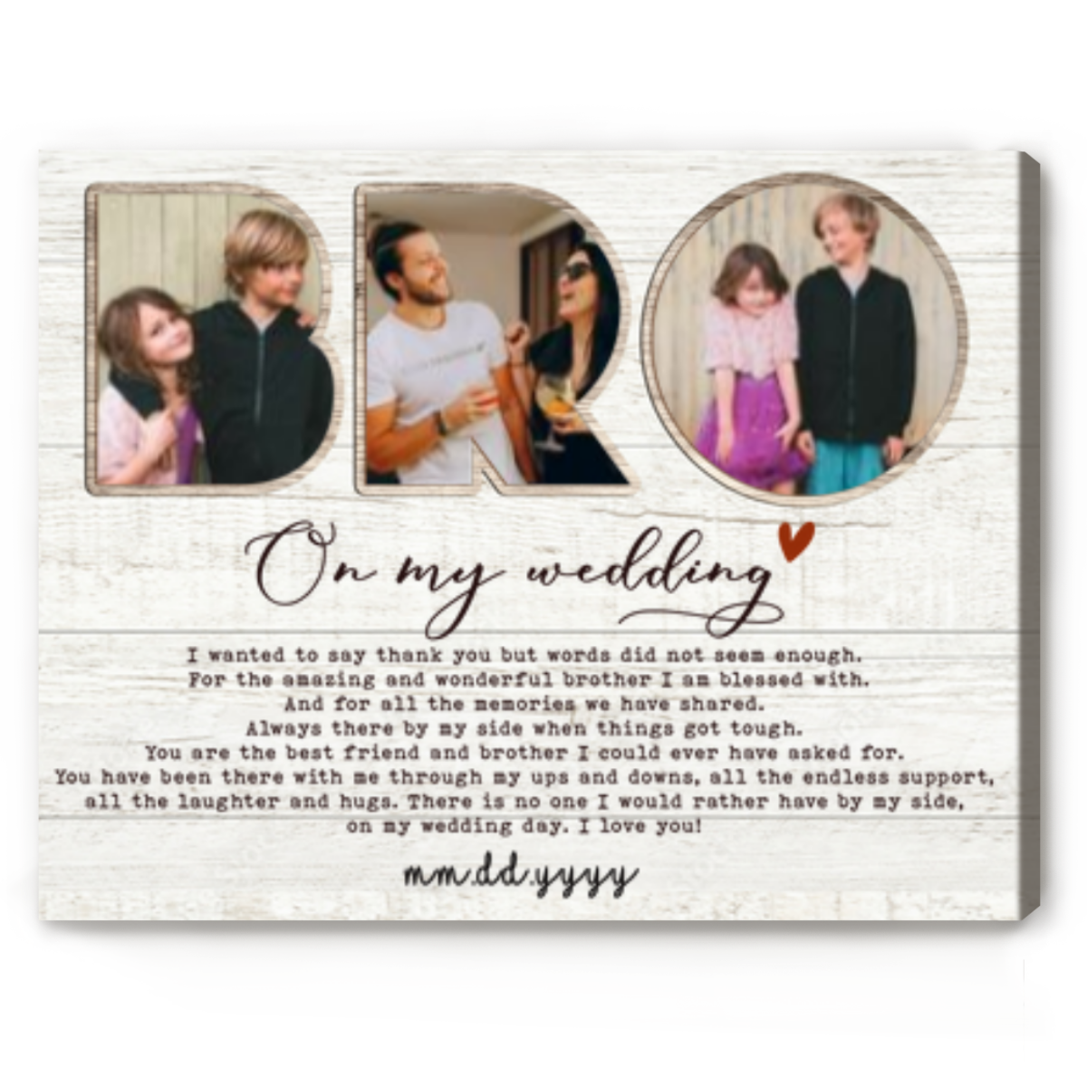 Personalized Brother On My Wedding Photo Canvas, Brother Of The Bride ...