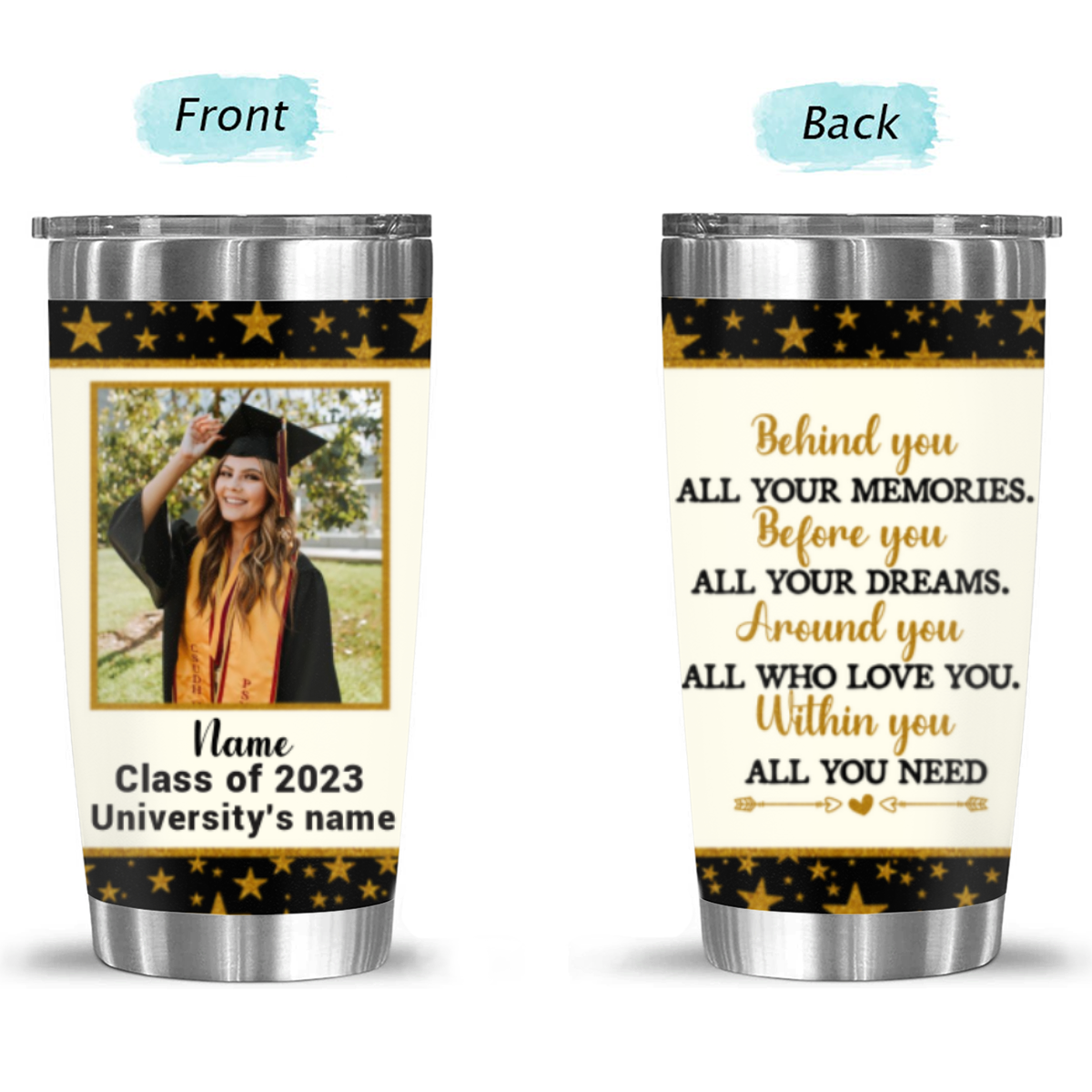 Personalized Graduation Tumbler With Photo, Behind You All Your ...