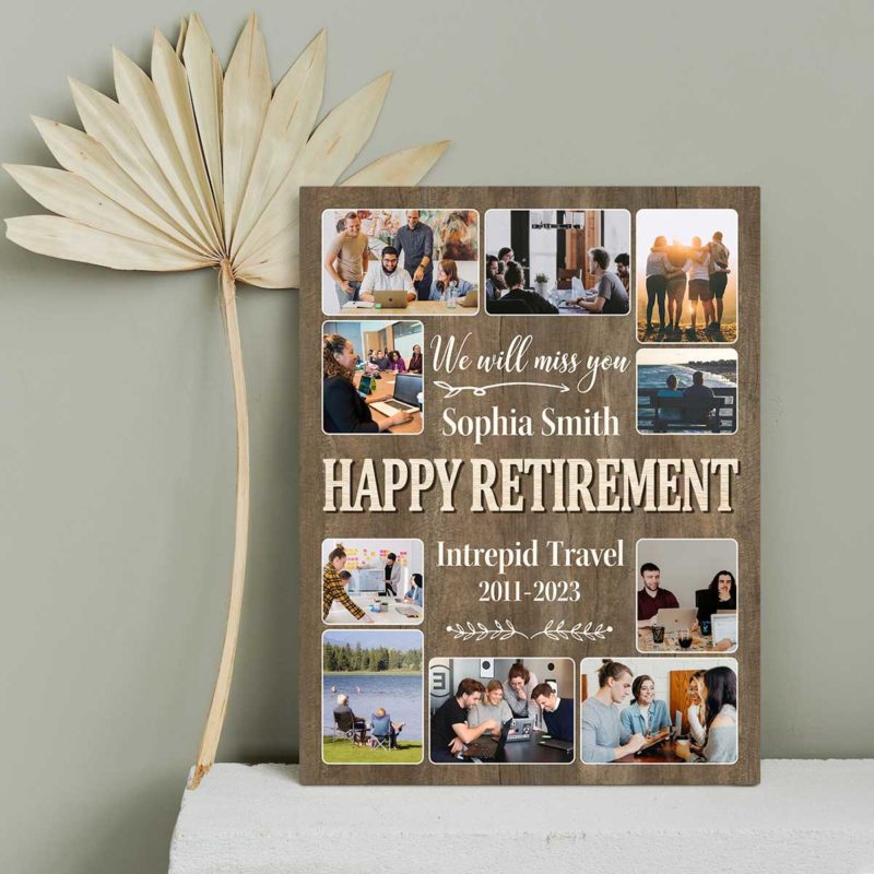 Happy Retirement Photo Collage Canvas, Personalized Retirement Gifts ...