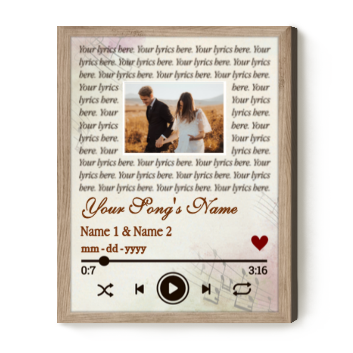 Personalized Song Player Canvas Print, Picture With Song Lyric On ...