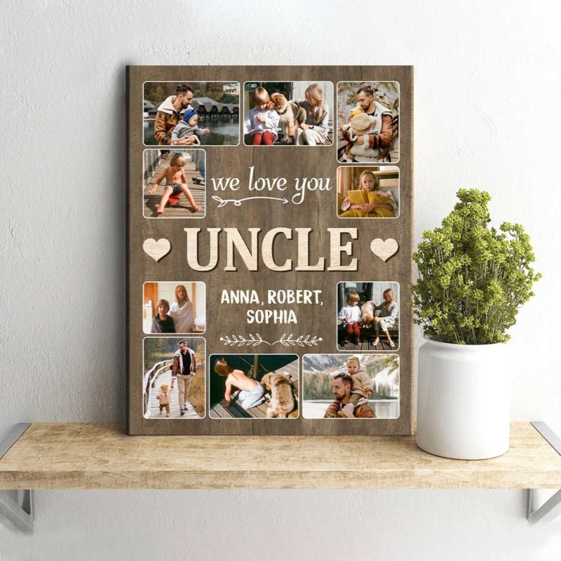 We Love You Uncle Photo Collage Canvas, Custom Christmas Gift For Uncle ...