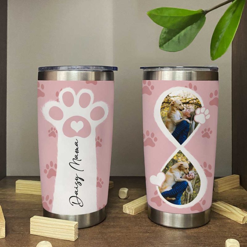 Personalized Infinity Pet Photo Tumbler, Cute Pet Paw Tumbler, Custom ...