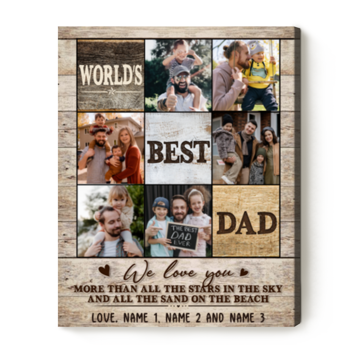 World’s Best Dad Custom Photo Canvas, Christmas Gifts For Dad From ...