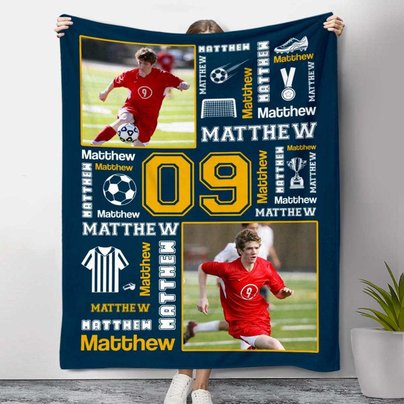 Soccer Name Blanket Personalized With Photo, Custom Gifts For Soccer ...