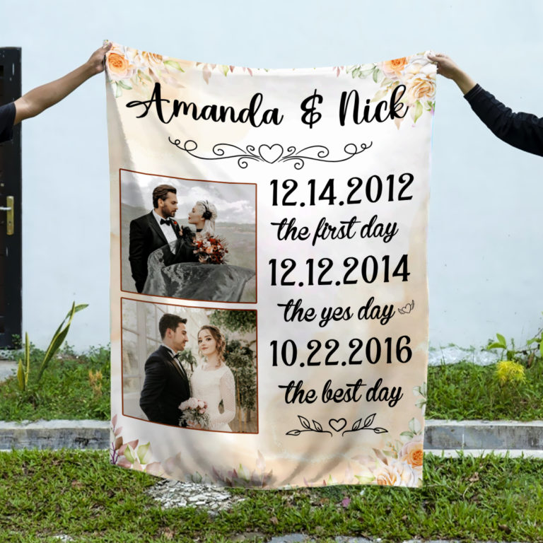 First Day Yes Day Best Day Custom Wedding Blanket, Engagement Gifts ...