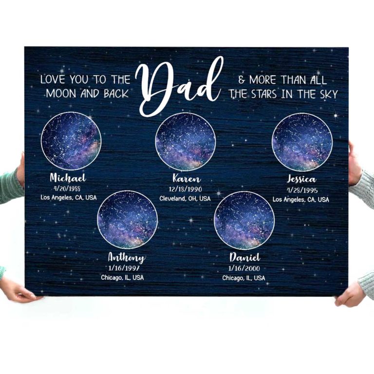 Personalized Star Map Gift For Dad, Custom Night Sky Canvas Print ...