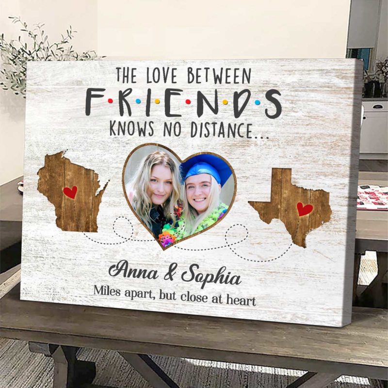 Custom State Map Friendship Canvas With Photo, Personalized Goodbye ...
