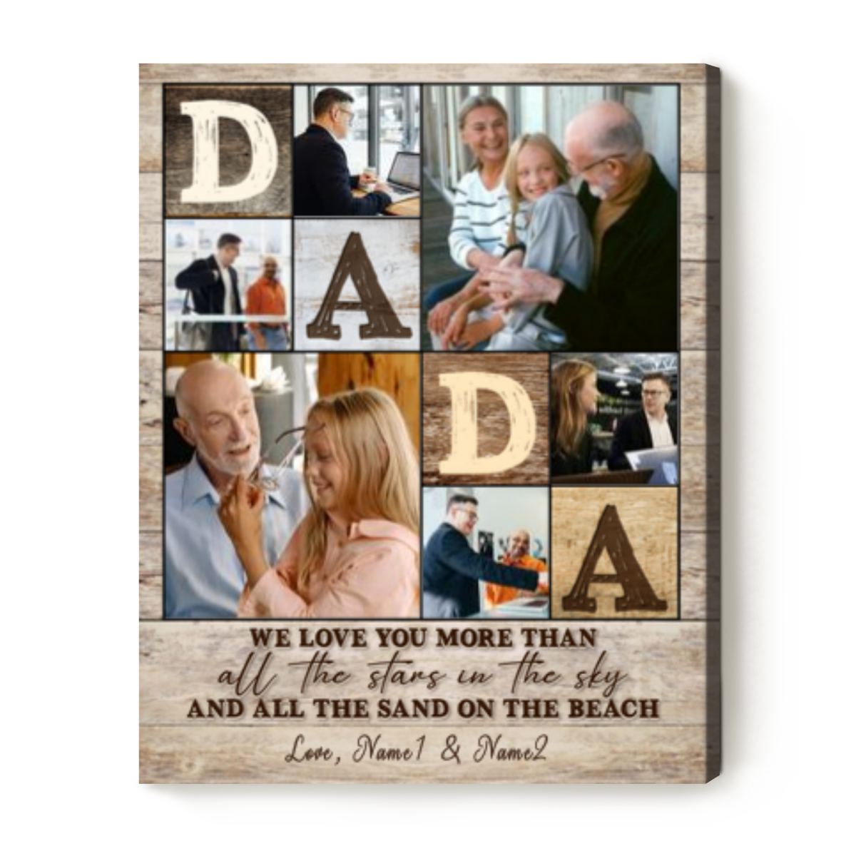 Custom Dada Photo Collage Canvas, Personalized Picture Gifts For Dad ...