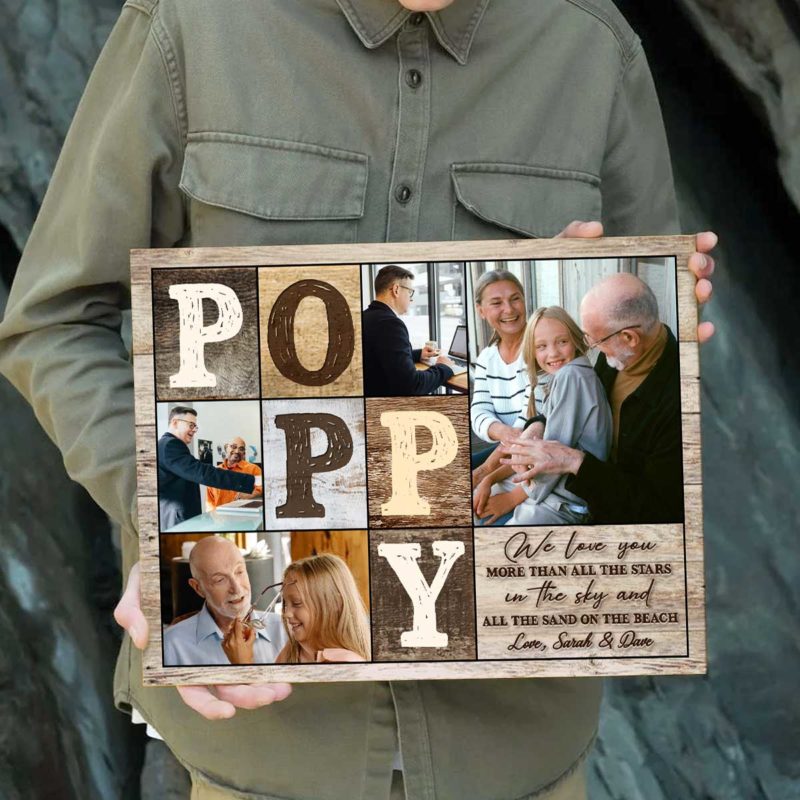 Custom Poppy Photo Canvas For Grandpa, Grandfather Father's Day Gifts ...