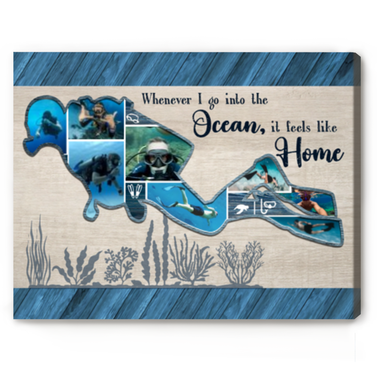 Man Scuba Diving Photo Collage Canvas, Personalized Gifts For Divers ...