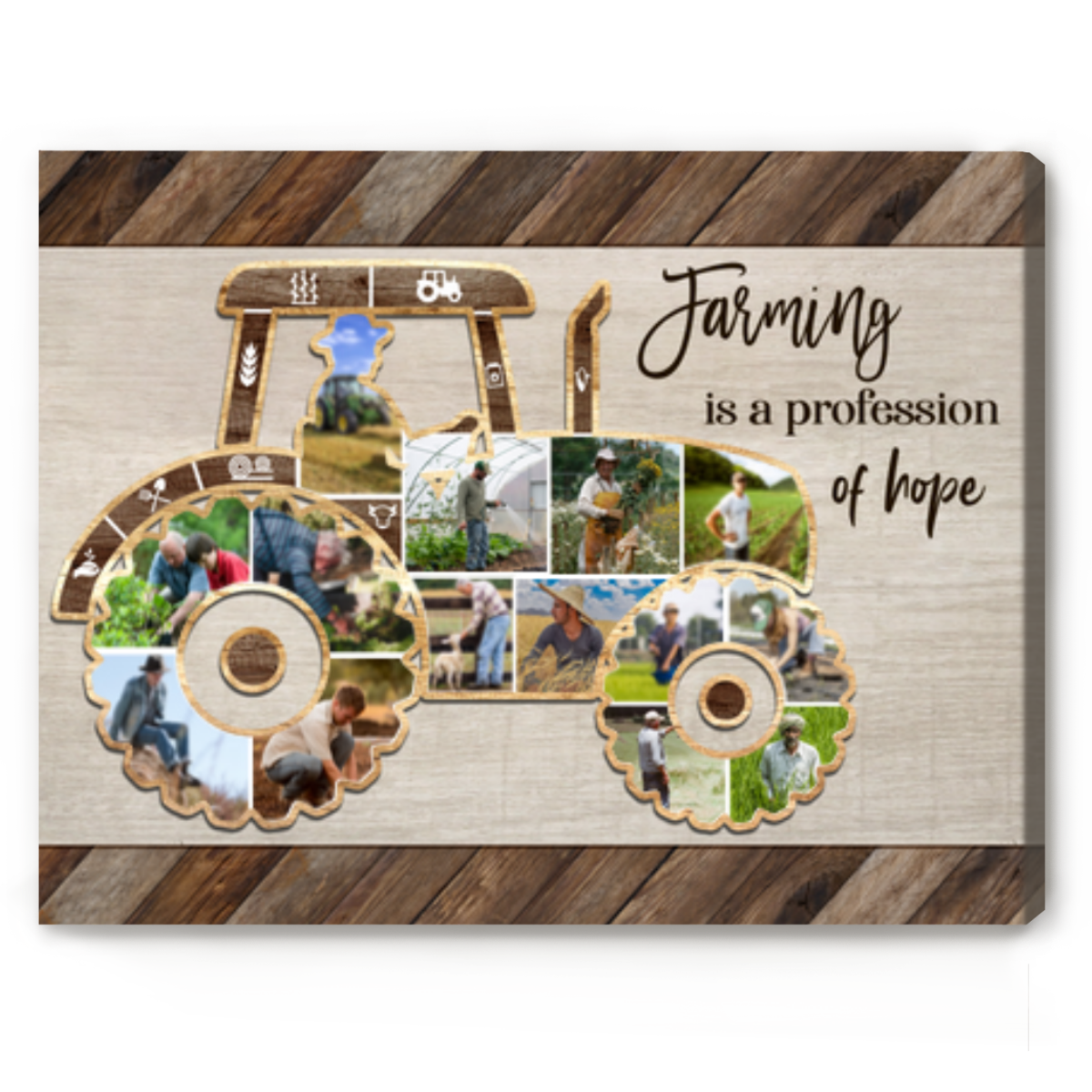 Tractor Photo Collage Canvas, Farming Gifts Personalized For Grandpa ...