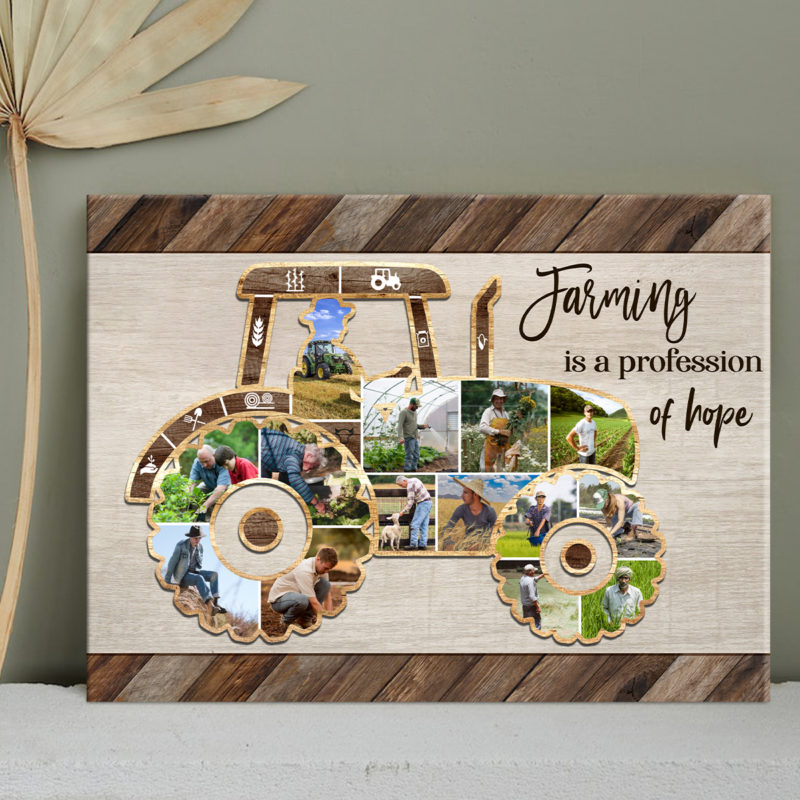 Tractor Photo Collage Canvas, Farming Gifts Personalized For Grandpa ...