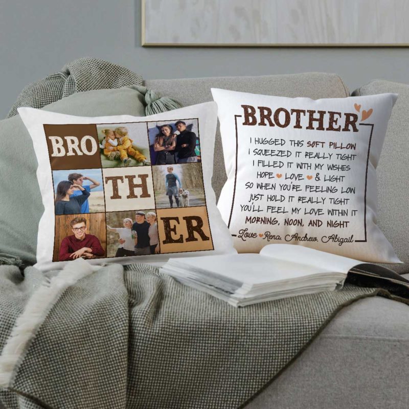 Custom Brother Photo Collage Pillow, Personalized Gift For Brother ...