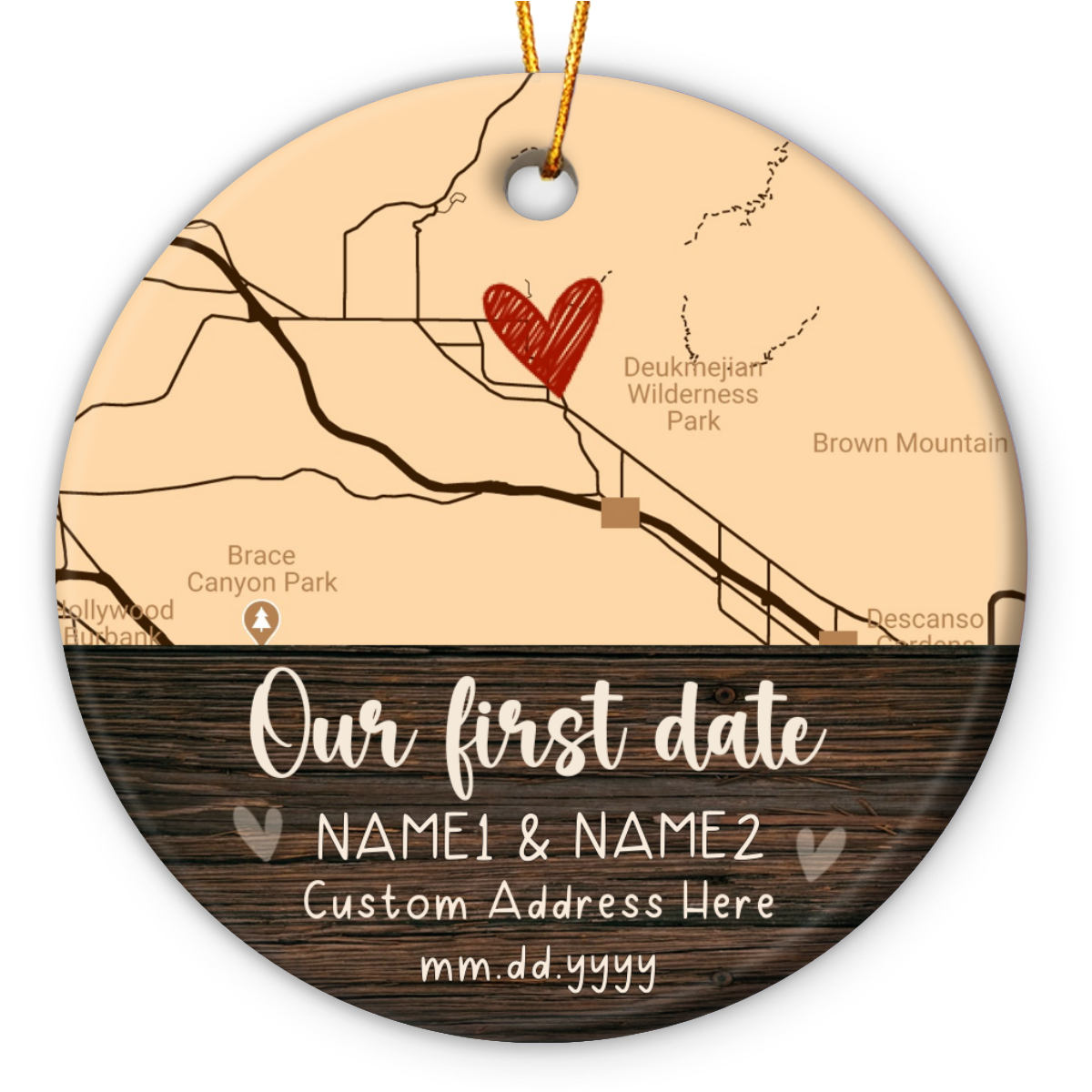 Our First Date Personalized Location Map Ornament, Couples Ceramic ...