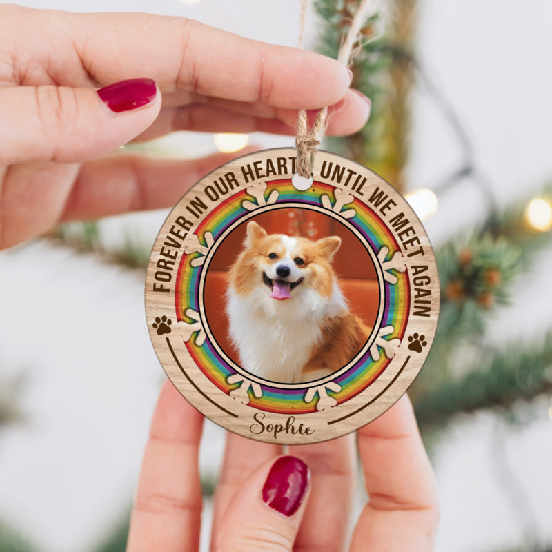 Personalized Dog Memorial Photo Ceramic Ornament, Forever In Our Hearts ...